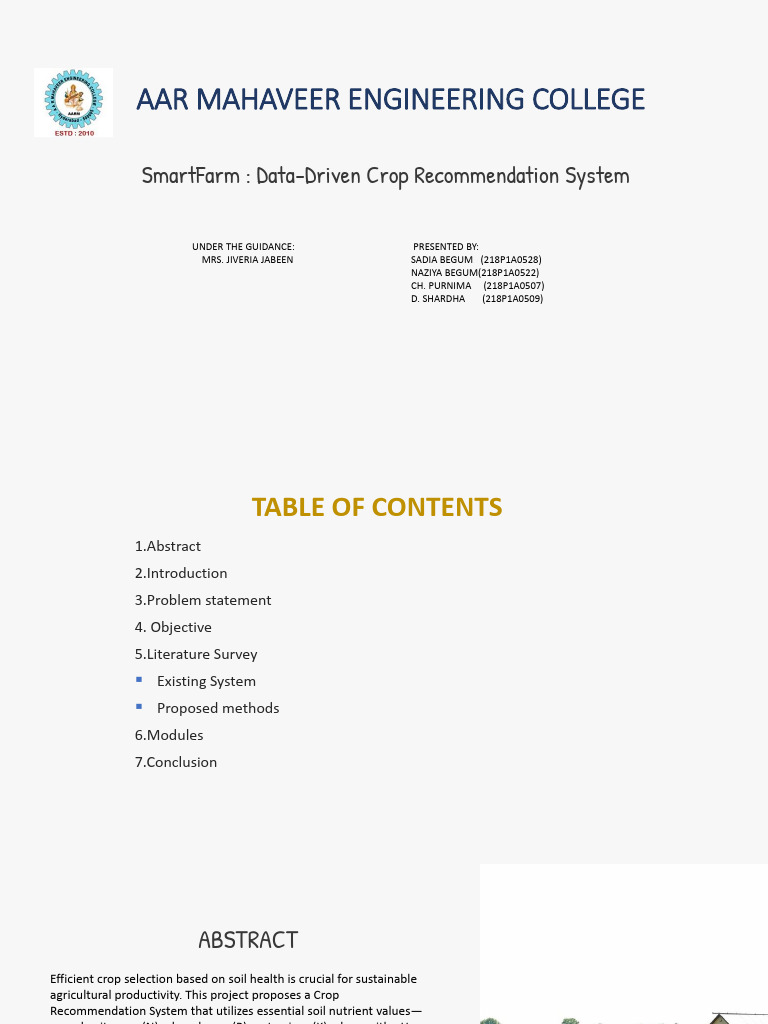 Smart Farm Data Driven Crop Recommendation System | PDF | Agriculture ...