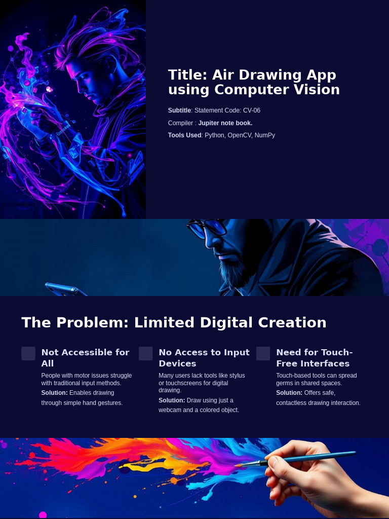 Air Drawing App Using Computer Vision Presentation | PDF | Touchscreen | Computing