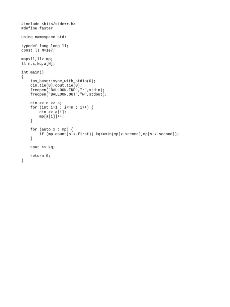 Balloon Problem Solution Code | PDF
