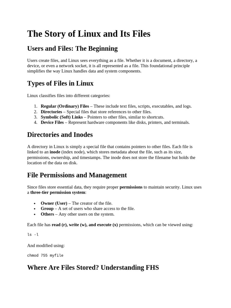 The Story of Linux and Its Files | PDF | Computer File | File System
