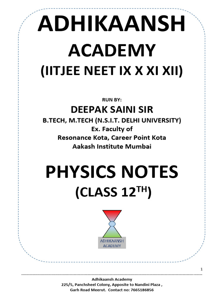 Class 12 Physics: Electromagnetic Induction | PDF | Electromagnetic ...
