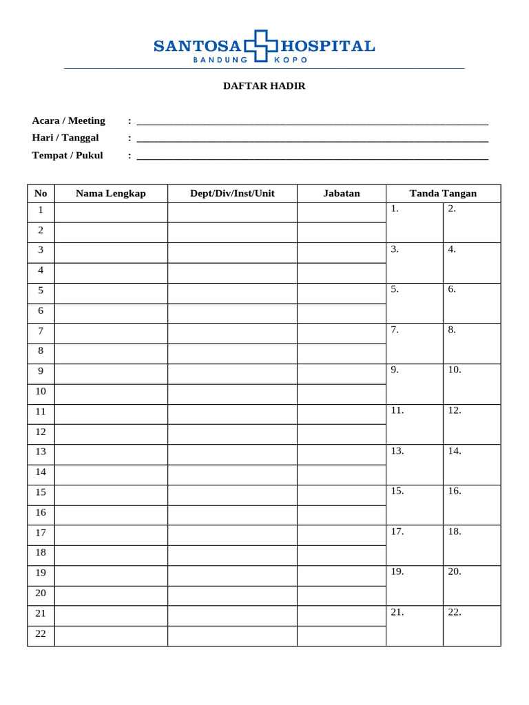 Format Daftar Hadir Internal | PDF