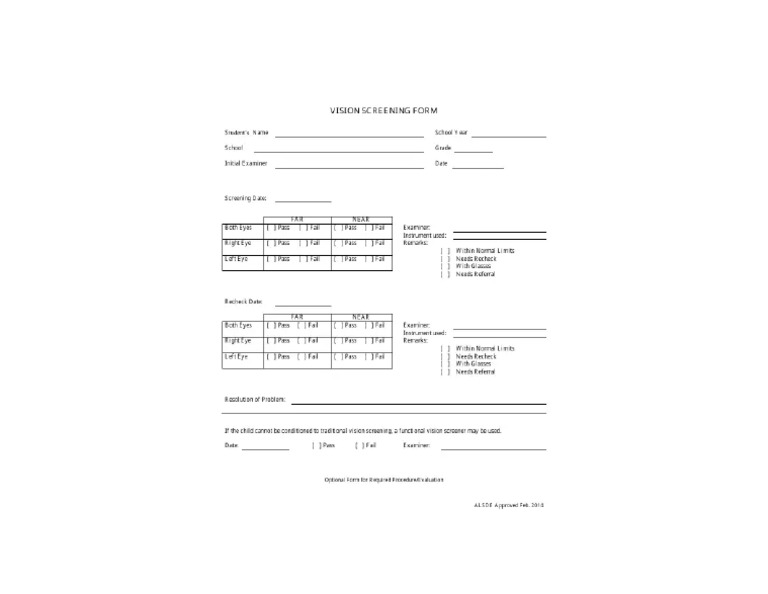 Vision Screening Form Big | PDF
