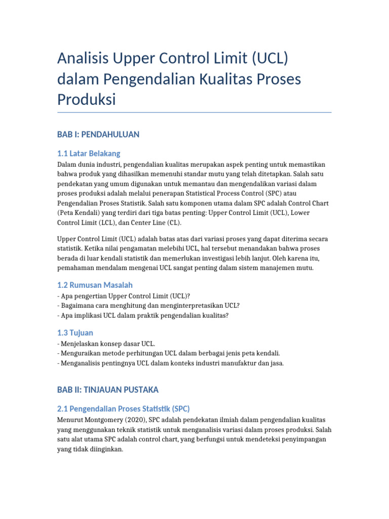 Makalah Upper Control Limit UCL | PDF