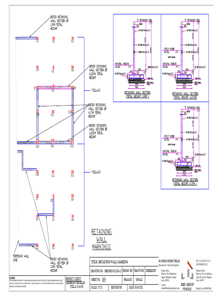 Retaining Wall Marking Drawing | PDF