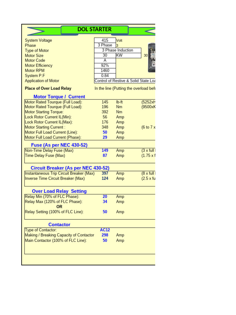 Size of DOL - Star Delta Starter Parts (1.1.19) | PDF | Electric Motor ...