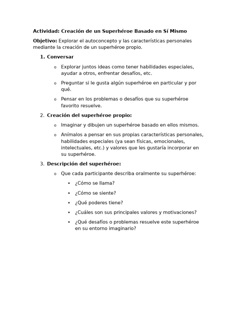 Actividad Superheroe de Sí Mismo | PDF
