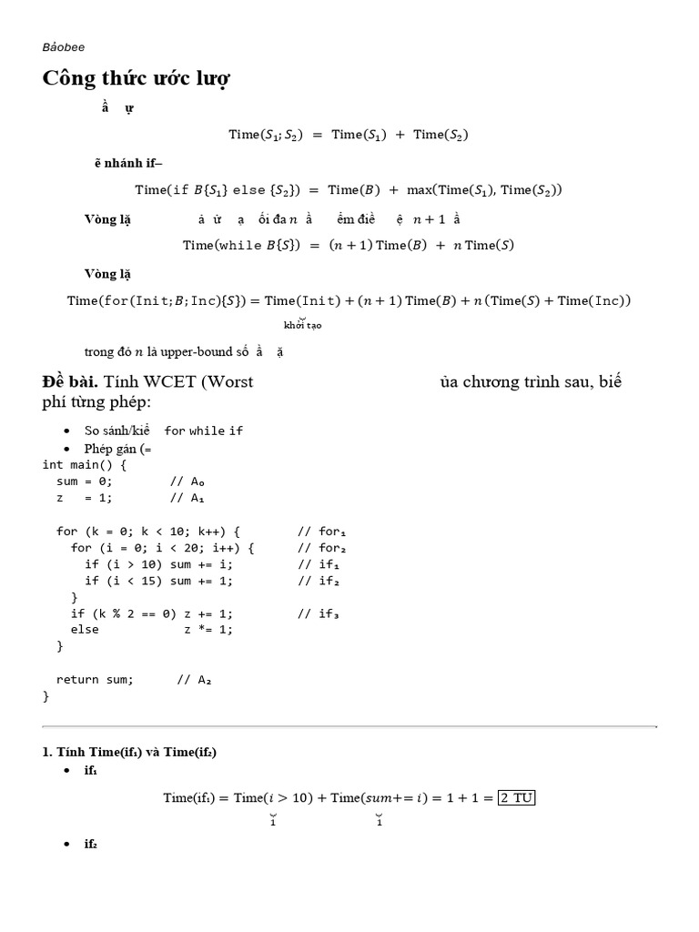 Công TH C Ư C Lư NG WCET (Timing Schema) | PDF