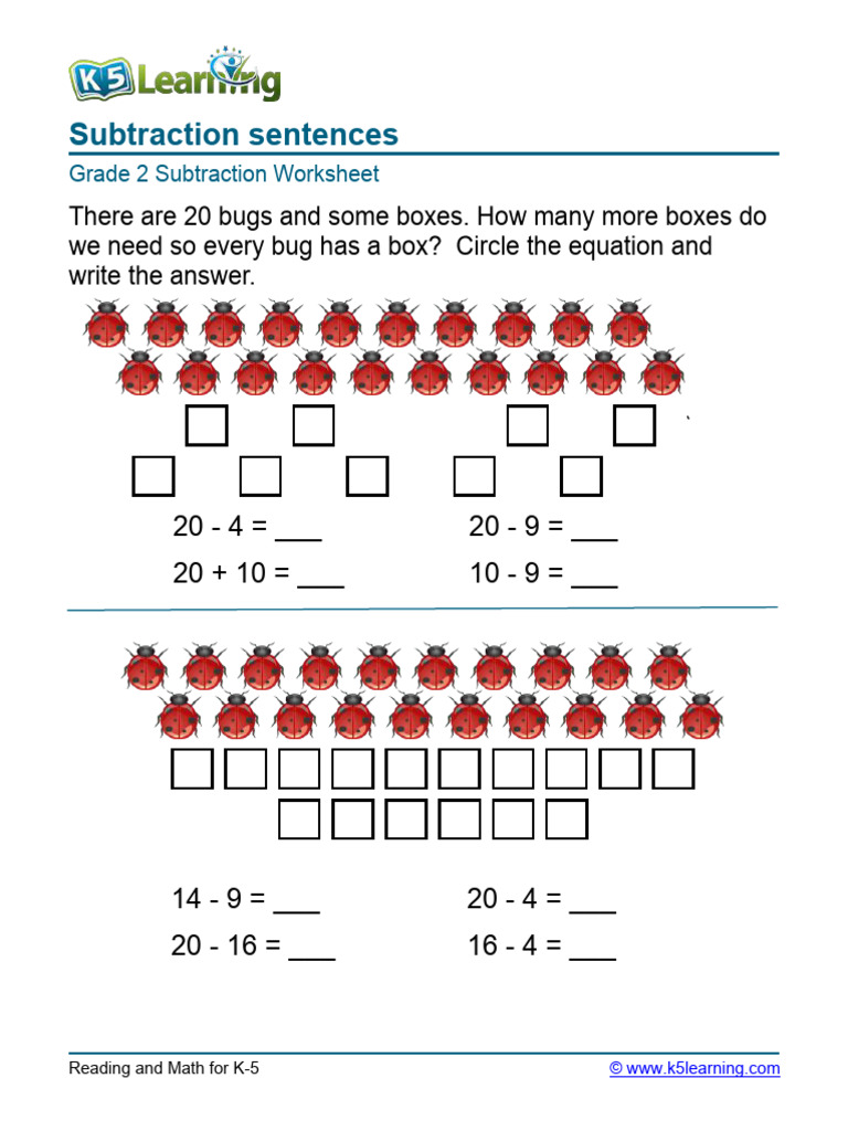 Grade 2 Subtraction Sentences C | PDF