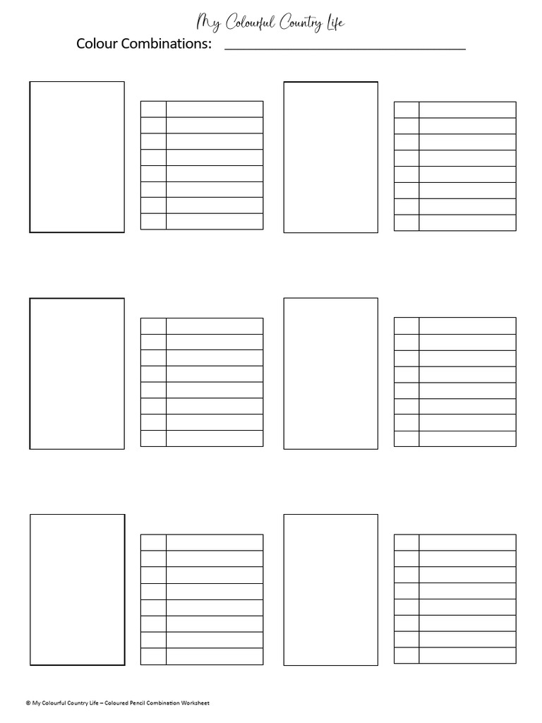 Coloured Pencil Combination Worksheet | PDF