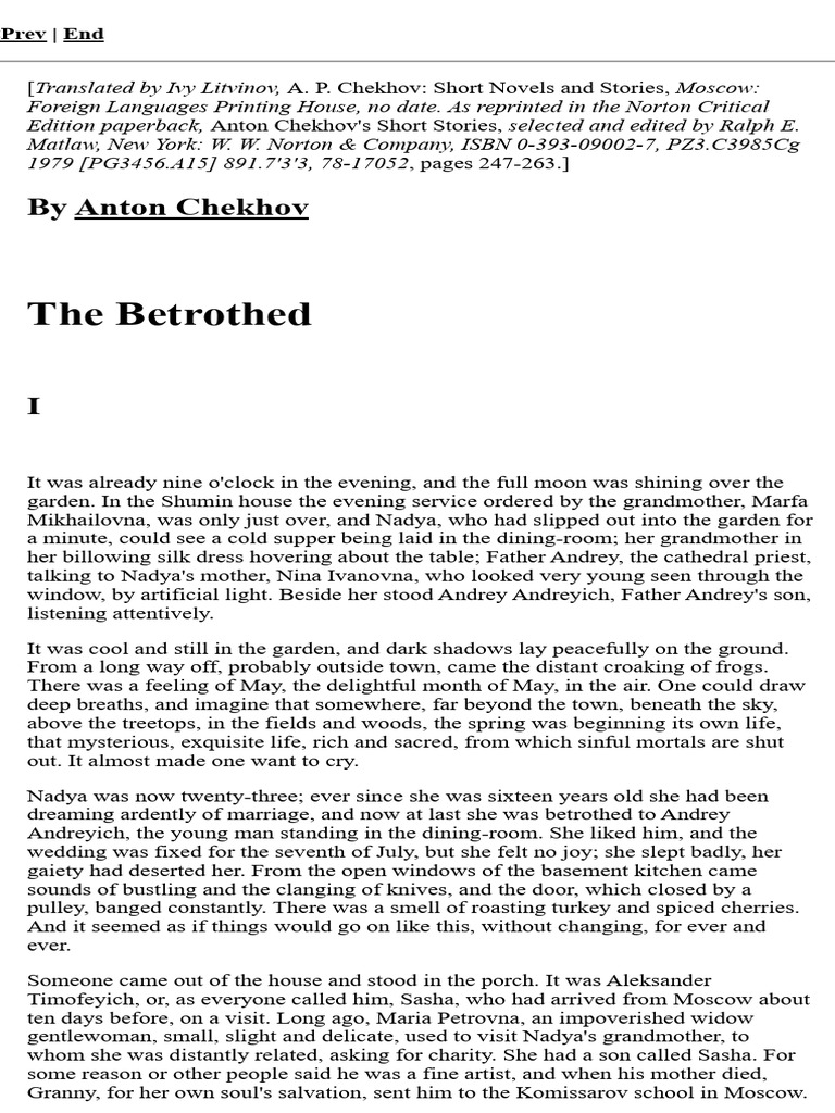 The Betrothed by Anton Chekhov | PDF
