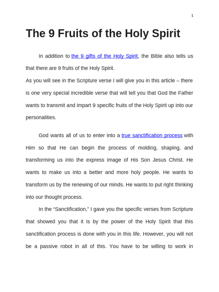 9 Fruits of The Spirit | PDF | Patience | Fruit Of The Holy Spirit