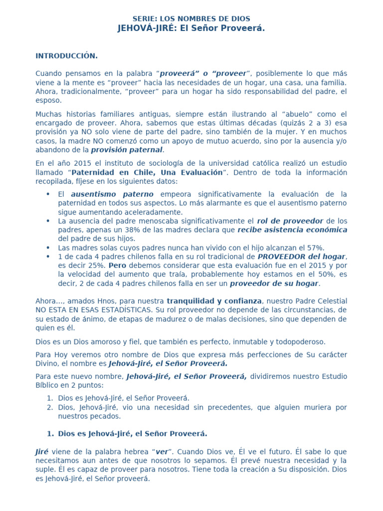 Jehová-Jiré - El Señor Proveerá | PDF | Abrahán | Dios