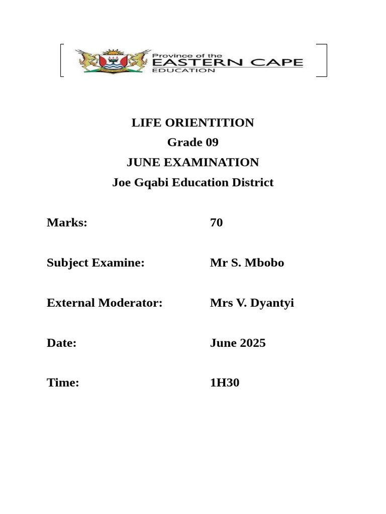 Grade 09 June Exam Ques Paper 2025 | PDF | Sexual Intercourse