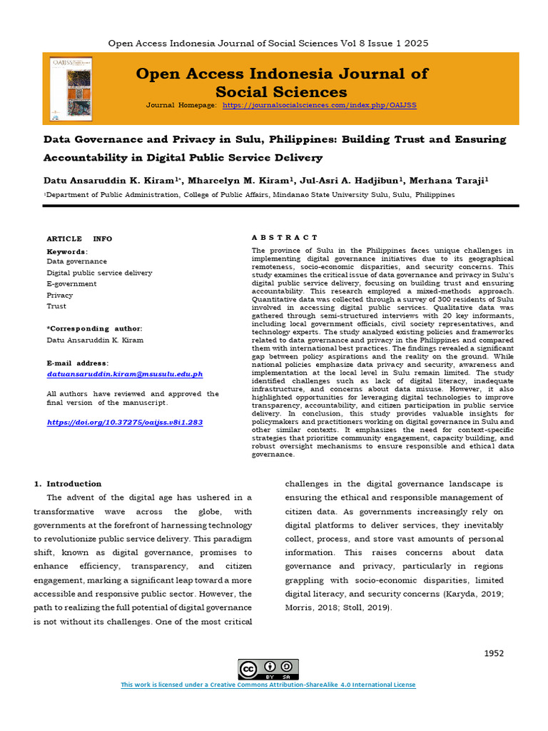 283-Article Text-2482-1-10-20250108 | PDF | Governance | Privacy