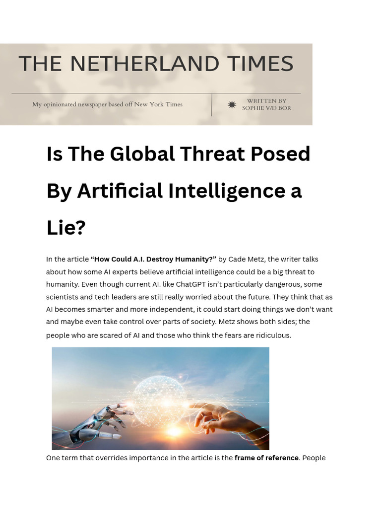 Is The Global Threat Posed by Artificial Intelligence A Lie | PDF