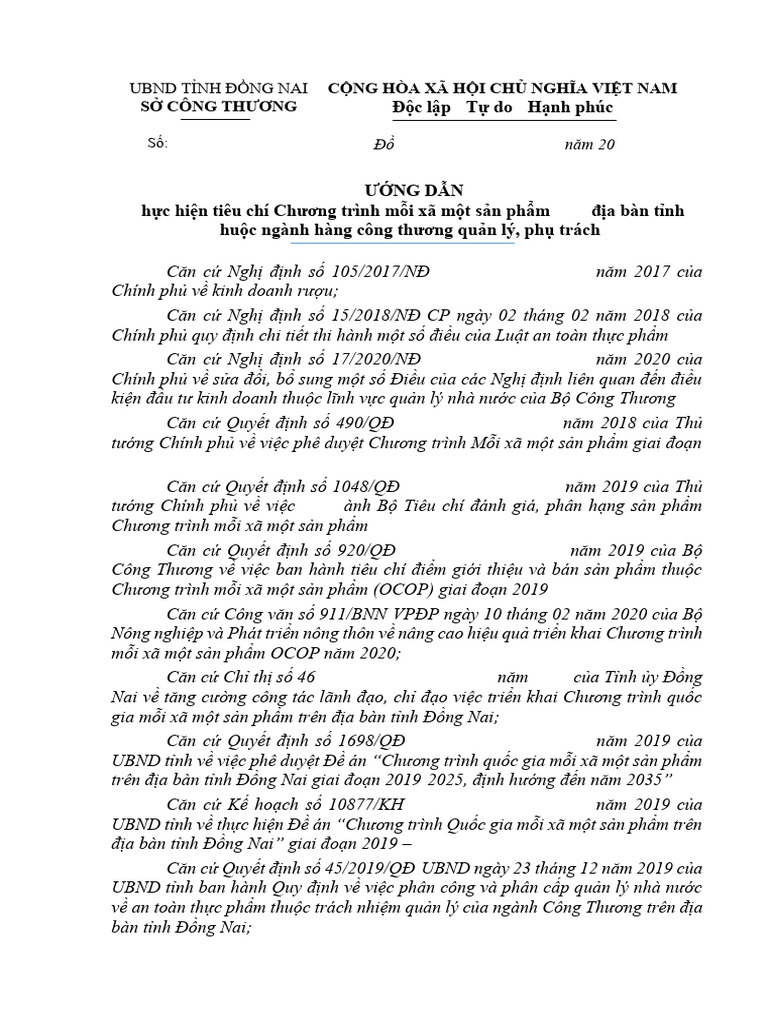 A 1675 HD Tieu Chi SP OCOP Cong Thuong | PDF