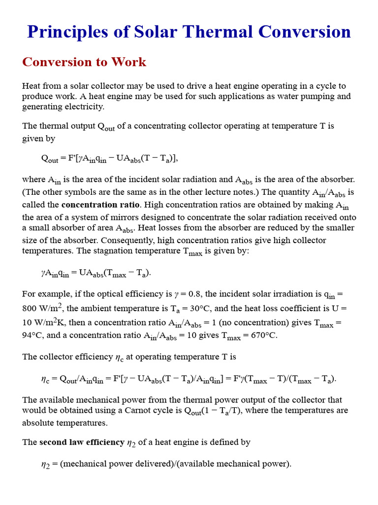 Solar Thermal Conversion | PDF | Temperature | Heat