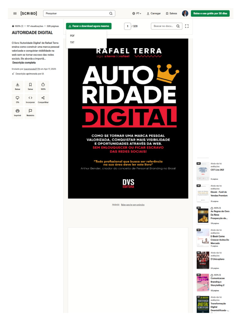 Screencapture PT Scribd Document 851009575 AUTORIDADE DIGITAL 2025 06-17-14!03!38 | PDF