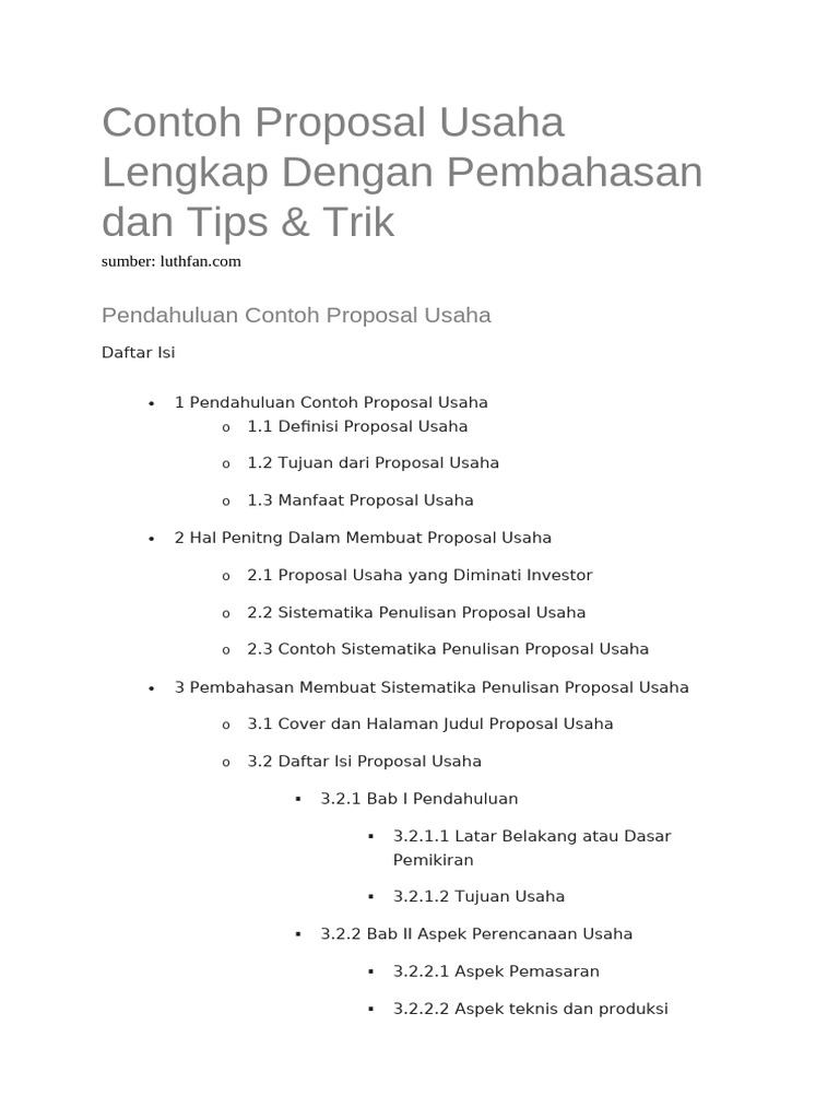 Mengenal Proposal Usaha | PDF