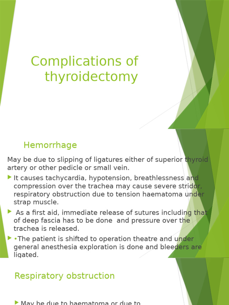Complications of Thyroidectomy | PDF | Hyperthyroidism | Thyroid