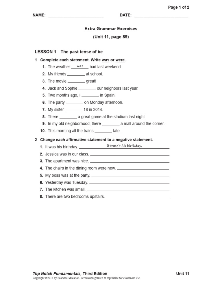 UNIT 11 Extra Grammar Exercises | PDF