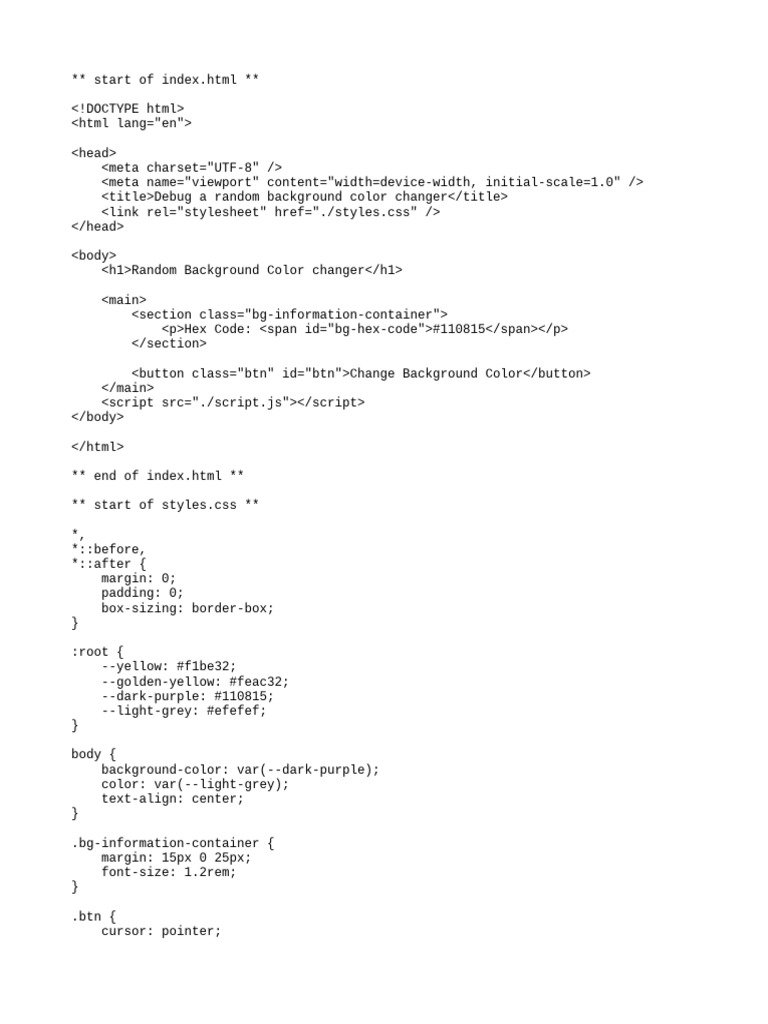 Debug A Random Background Color Changer | PDF