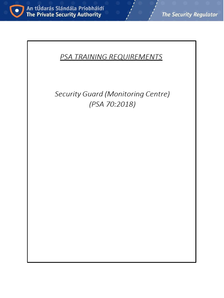 PSA Training for Monitoring Centre Staff | PDF | Regulatory Compliance ...