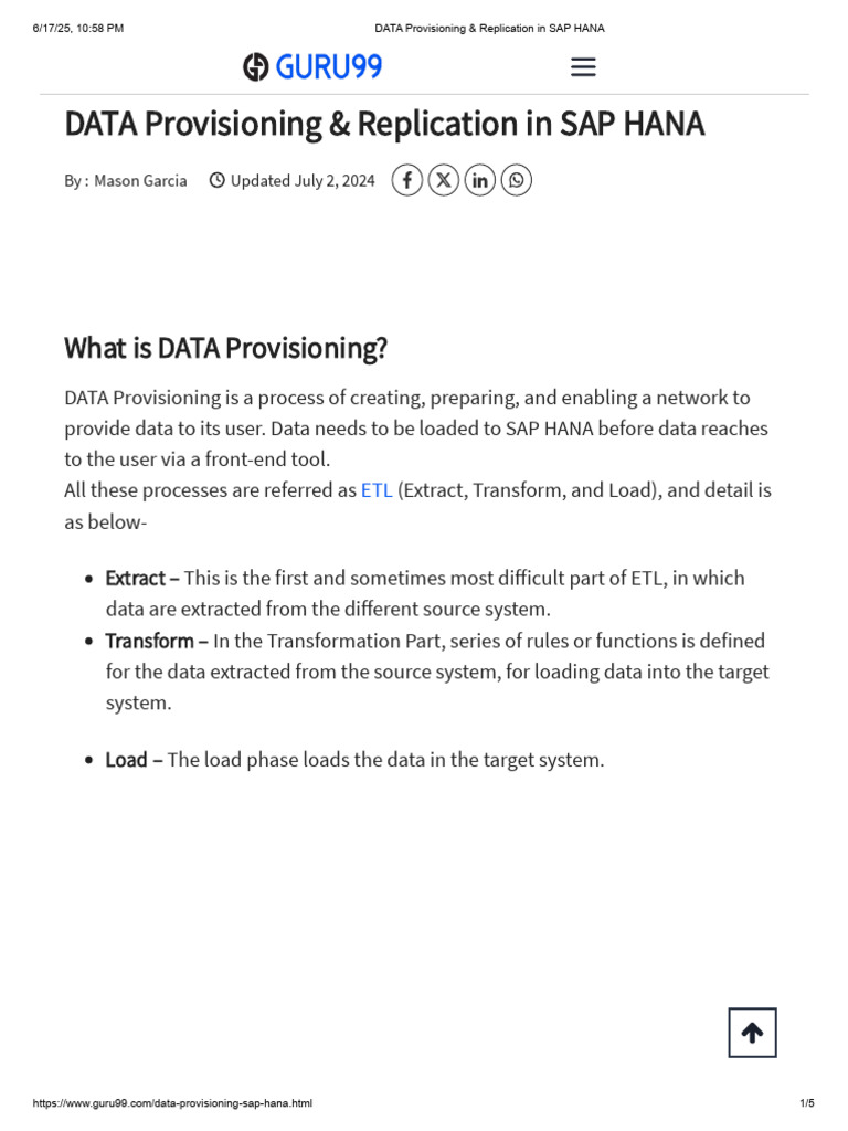 Data Provisioning in SAP HANA Explained | PDF | Computing | Information ...