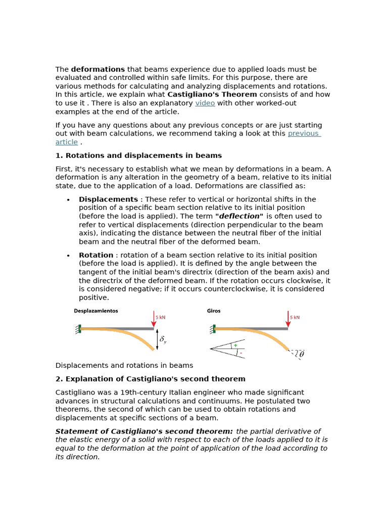 Understanding Castigliano's Theorem | PDF | Elasticity (Physics) | Beam ...