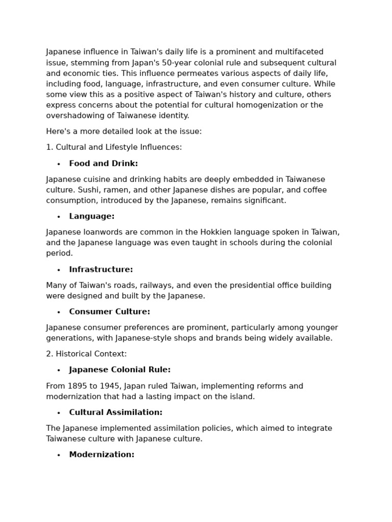 Japanese Influence on Taiwan's Culture | PDF | Taiwan | Japanese Language