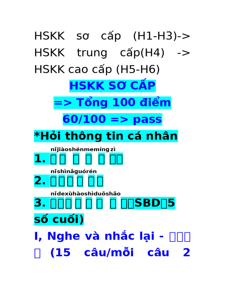 HSKK sơ cấp | PDF
