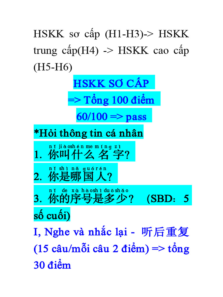 HSKK sơ cấp | PDF