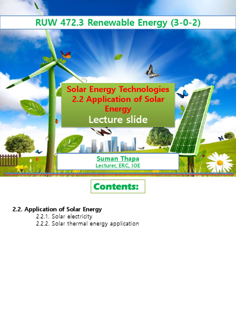 2.2 Application of Solar Energy | PDF | Solar Energy | Photovoltaics