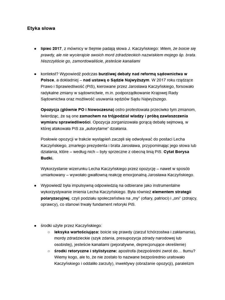 Etyka Słowa - Prezentacja | PDF