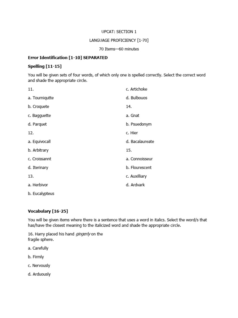 UPCAT English Reviewer | PDF