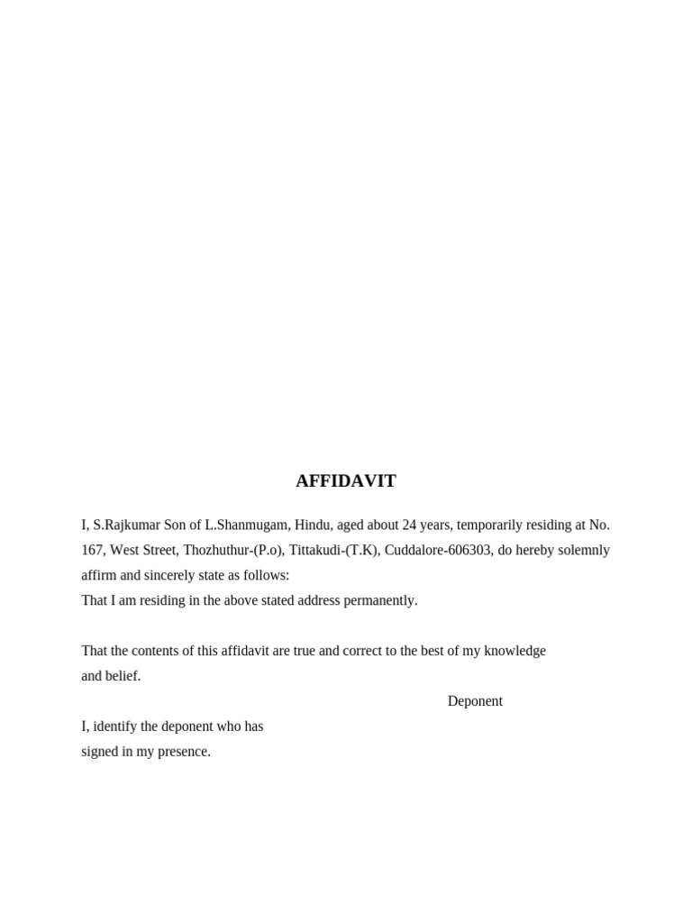 Address Proof Affidavit Template | PDF