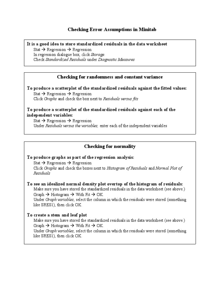 Creating Residual Plots in Minitab | PDF
