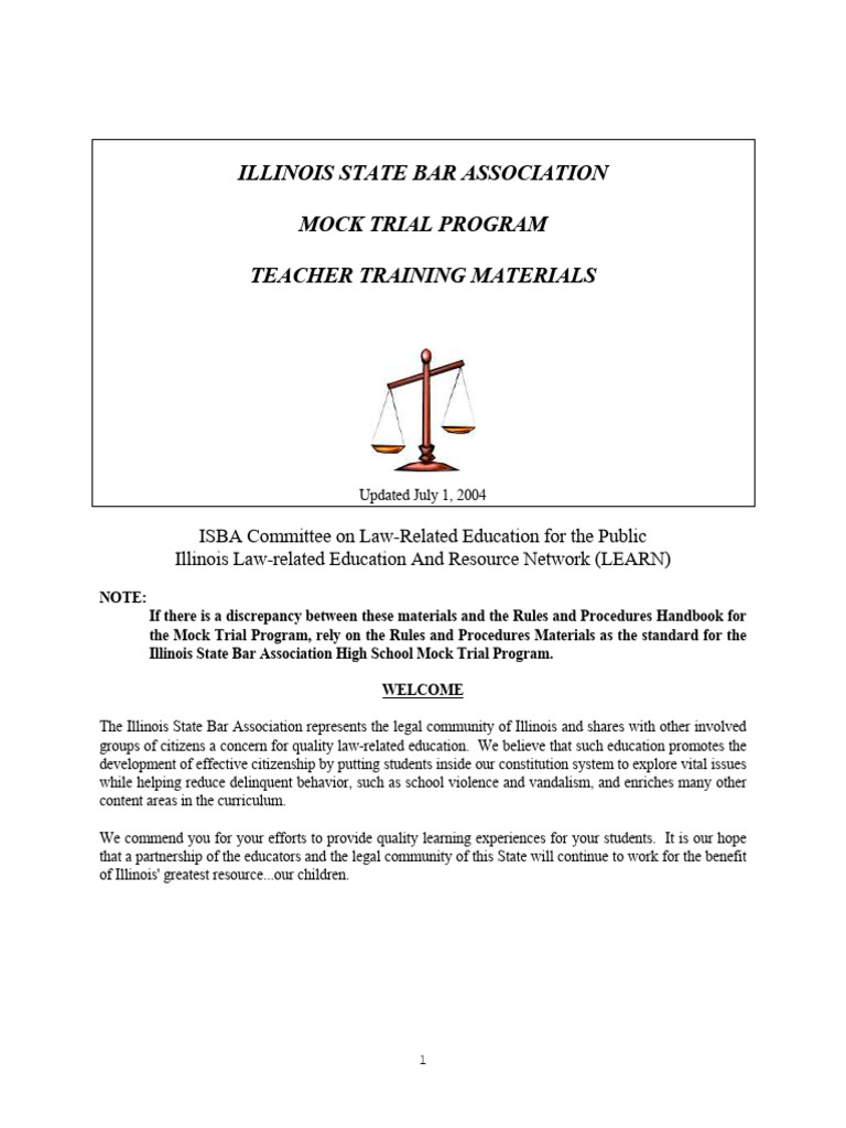 Mock Trial Teacher Training | PDF | Witness | Mediation