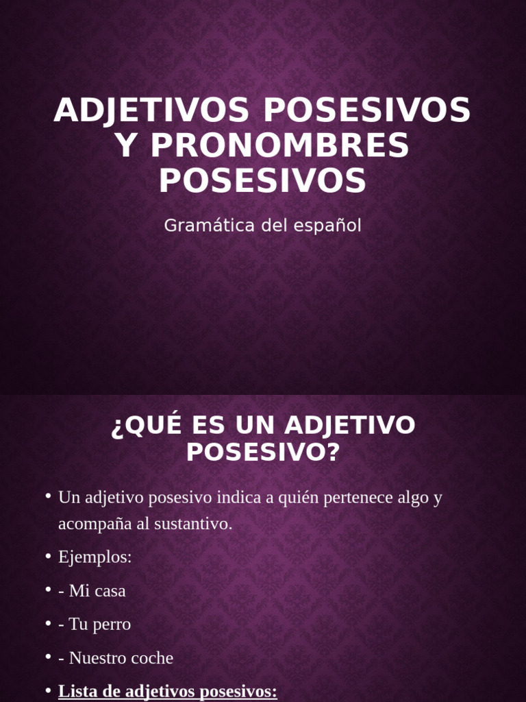 Adjetivos y Pronombres Posesivos | PDF