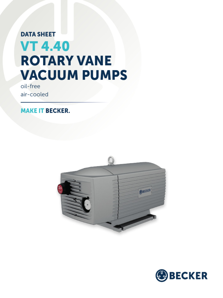 Becker VT 4.40 Vacuum Pump Manual | PDF | Pump | Vacuum