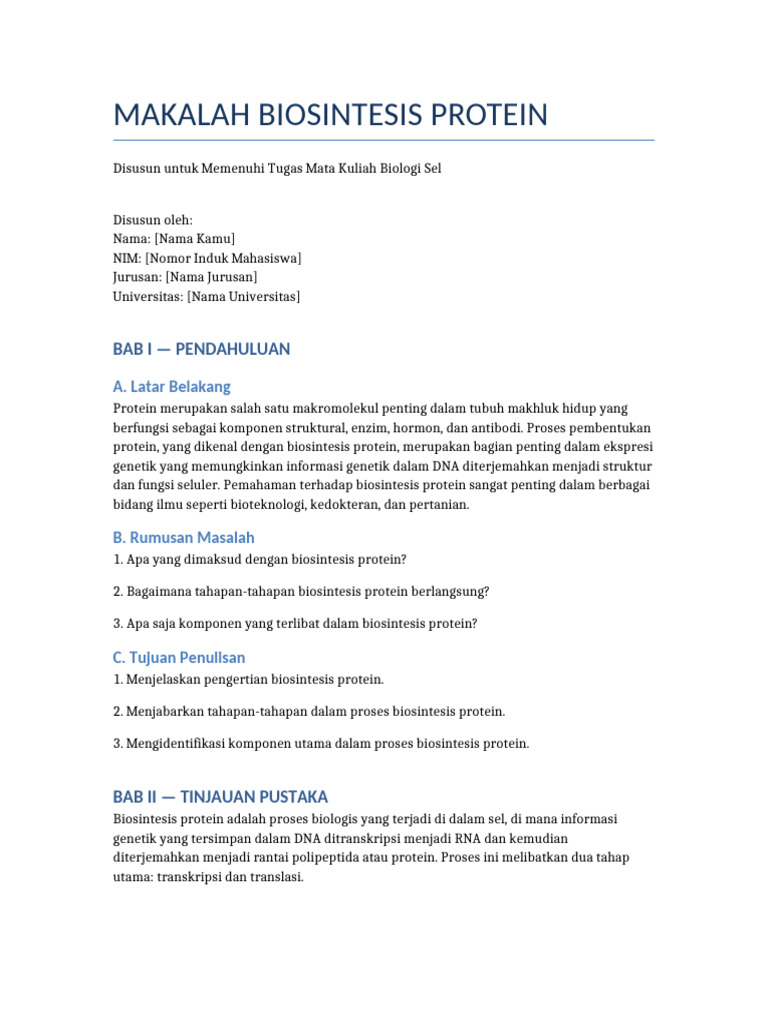 Proses Biosintesis Protein dalam Sel | PDF