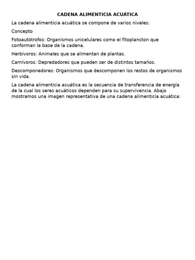 Cadena Alimenticia Acuática Explicada | PDF