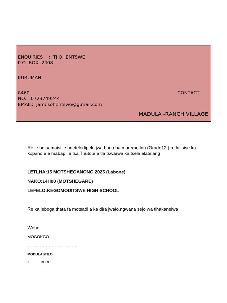 Grade 12 Education Meeting Invitation | PDF