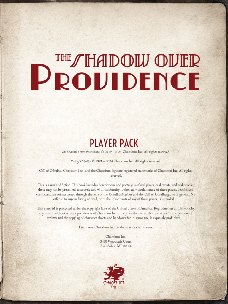 The Shadow Over Providence Overview | PDF