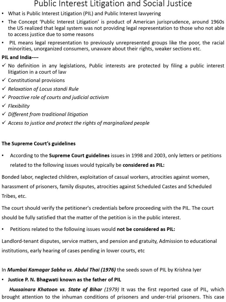 Public Interest Litigation and Social Justice | PDF | Justice | Crime ...