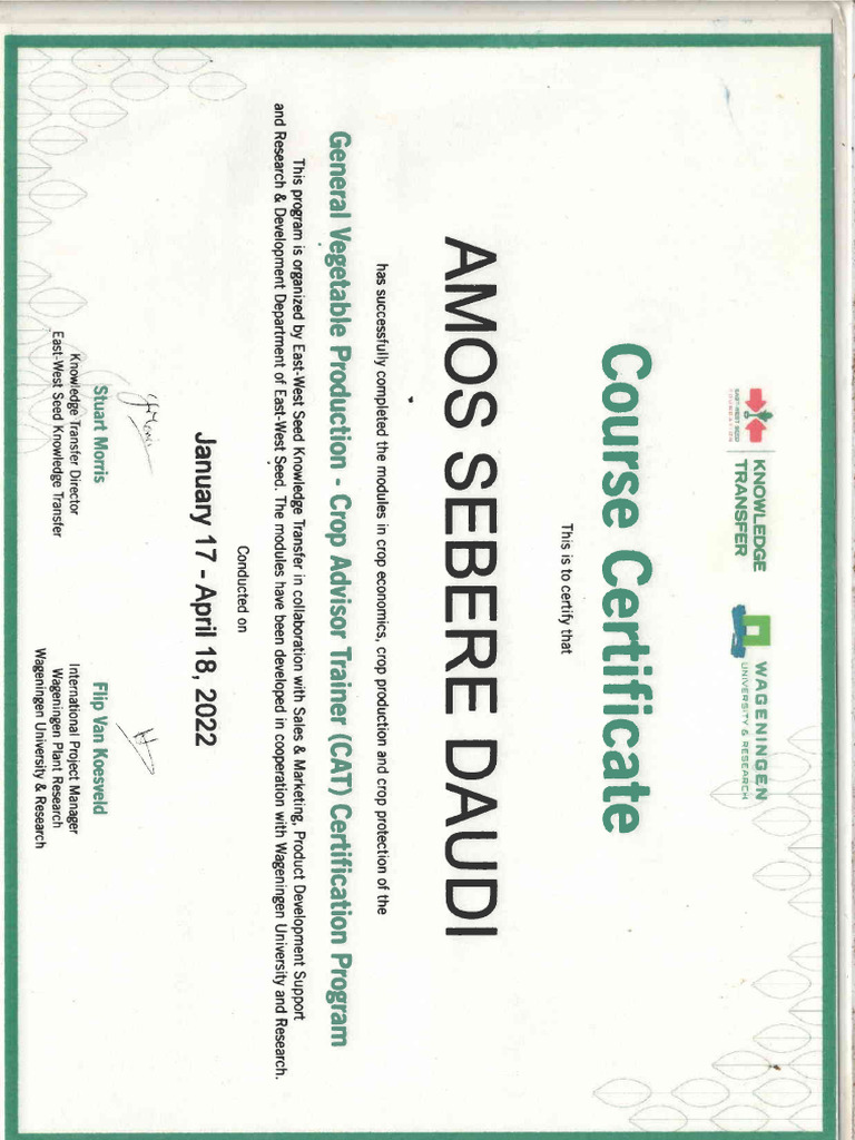 Sebere's Course Certificate - 0001 | PDF
