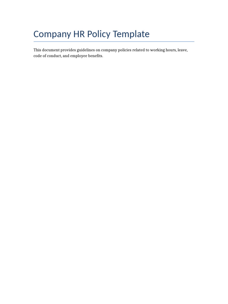 Company HR Policy Template | PDF