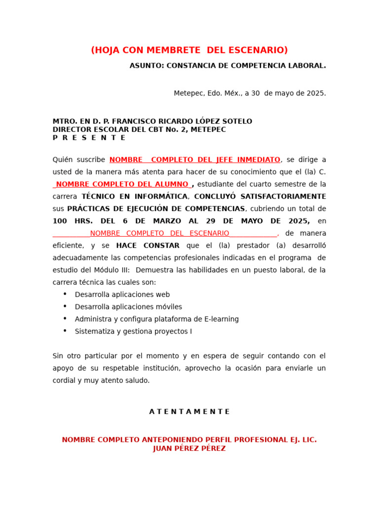 2o 1 V Carta de Término | PDF