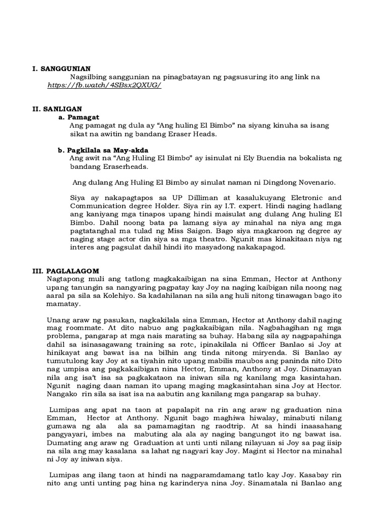 Deoli Aragon CRUZ J. A. F3A PD Ang Huling El Bimbo | PDF